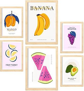 Nacnic Ensemble de 6 affiches sur lalimentation et la nutrition. Fruits d&eacute;t&eacute;. Affiches nature et nutrition pour lam&eacute;nagement int&eacute;rieur et la d&eacute;coration. A3 &