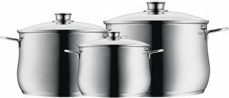 WMF Diadem Plus Topfset Induktion 3-teilig, Kochtopf Set mit Glasdeckel, Cromargan Edelstahl poliert, Induktions T&ouml;pfe Set unbeschichtet