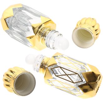 BESPORTBLE BAZEITFLOW 2 Stück Teiliges Reise Parfüm Roller Fläschchen Nachfüllbare Glas Flaschen mit Edelstahl Rollerkugel Transparent Kariert für Ätherische Öle