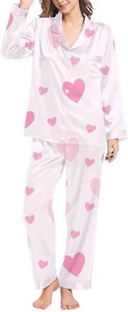 Generic Tenue deux pi&egrave;ces pour la Saint-Valentin 2026 pour femme avec short &agrave; manches courtes et col en V, rose, XXL