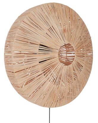 Beliani Wandlampe aus Stroh natürlich rund Boho Stil modern Lumut