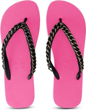 UZURII Slipper & Pantoletten - Zehentrenner Gold Large - Gr. 43_44 - in Rosa - f&uuml;r Damen