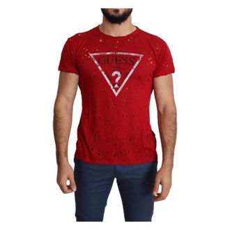 Guess Rotes Baumwoll-T-Shirt - Alltagstauglich - - Tops - Herren - Rot - XL