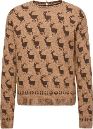 Moncler Moncler Pull Moose En Jacquard De Laine Et Alpaga M&eacute;lang&eacute;s, Homme, Beige, Taille: Xxl