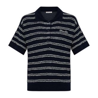 Moncler Polo-Shirt mit gesticktem Logo - - Tops - Damen - Blau - M