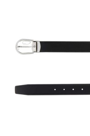 Montblanc Mens Black Leather Reversible Belt 000