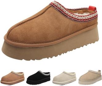 Generic Bottes dhiver pour femme - Bottes de neige &agrave; plateforme doubl&eacute;es de fourrure - Bottes courtes &agrave; enfiler, B-marron, 6.5 Wide