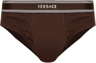 Versace Homme, Sous-v&ecirc;tements, Brun, Taille: M Ribbed Cotton-Jersey Briefs