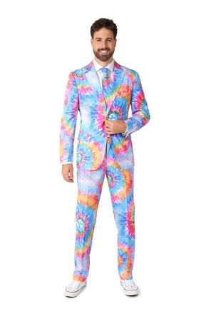 OppoSuits Herrenanzug Mr. Tie Dye - Perfekt f&uuml;r Partys - Rainbow Pride - Inklusive Blazer, Hose und Krawatte