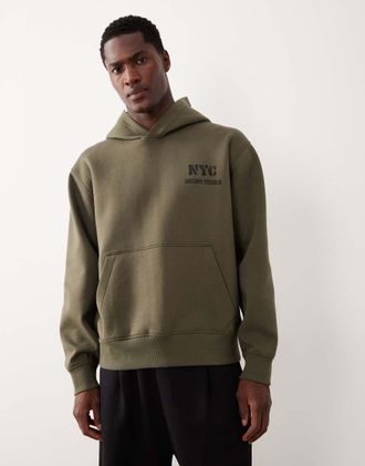 Abercrombie & Fitch YPB - Sweat &agrave; capuche &agrave; enfiler avec motif sur le devant - Kaki-Vert