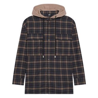 GCDS Karo-Kapuzenhemd - - Shirts - Herren - Braun - L