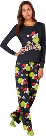 Generic Le Grinch Pyjama Noel Famille De Grinch Costume Chaud Et Doux Assorti Vetement Adulte Garcon The No&euml;l Ensemble Coton Ensembles Femme Couple Pull Enfan