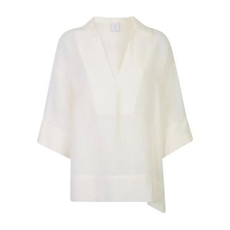 Eleventy Femme, Blouses et Chemises, Beige, Taille: 36 FR Camicia Scollo V