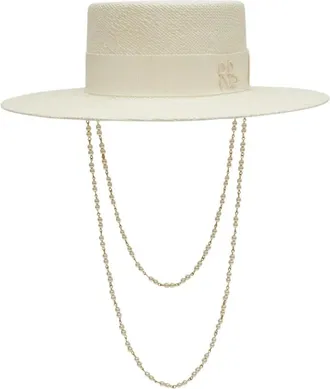 Ruslan Baginskiy Canotier &agrave; double cha&icirc;ne - Femme - Accessoires - Blanc - Taille: S