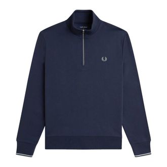 Fred Perry Half Zip Crew Sweat - - Sweatshirts & Hoodies - Herren - Blau - L