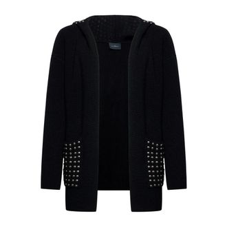 John Richmond Homme, Pulls, Noir, Taille: XS Cardigan homme noir avec capuche et d&eacute;tails m&eacute;talliques