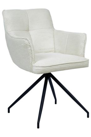 Novel Armlehnstuhl, Schwarz, Creme, Metall, Textil, Rundrohr, Drehkreuz, 58x84x62.5 cm, Sitzfläche 180° drehbar, automatische Rückholfunktion, Esszimmer, St