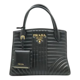 Prada Pre-owned Diagramme Lederhandtasche - - Pre-owned - Damen - Schwarzk - ONE SIZE
