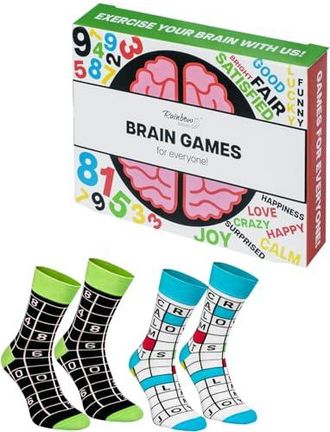 Rainbow Socks Femme Homme Chaussettes Des jeux dentraînement Cérébral - Des chaussettes pour les fans de Brain Games - 2 Paires - Taille 41-46