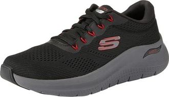 Skechers Baskets Arch Fit 2.0 pour Homme, Maille Noire synthétique avec Bordure Rouge, 47.5 EU