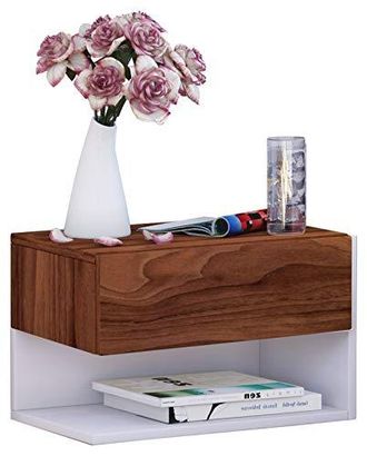 VCM Wand Nachttisch Nachtschrank Beistelltisch Tisch Nacht Kommode Konsole Holz wei&szlig; 30x46x30 cm Dormal