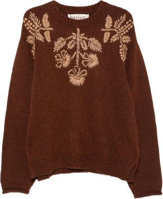 Baziszt Floral-embroidered Chunky-knit Sweater