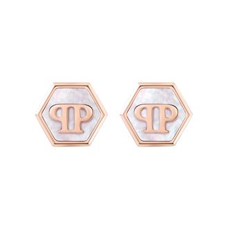 Philipp Plein Ohrringe - Ohrringe Plein Mini Logo - Gr. unisize - in Ros&eacute;gold - f&uuml;r Damen