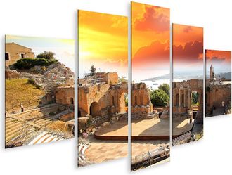 Islandburner Bild auf Leinwand Sonnenuntergang am antiken Theater Taormina Bilder Wandbilder Poster
