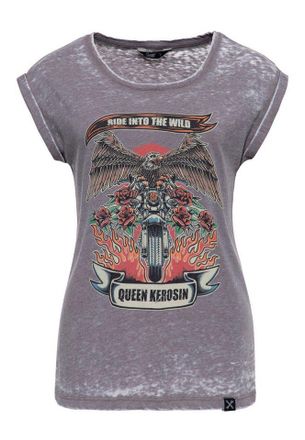 Queen Kerosin Print-Shirt Ride Into The Wild (1-tlg) im Used-Look