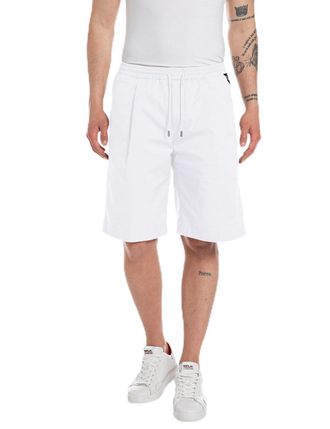Replay Herren Jogginghose Kurz mit Stretch, Weiß (White 001), 38