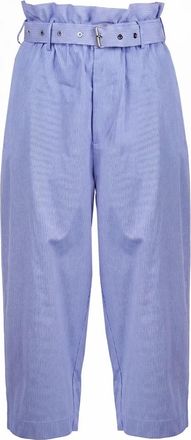 SOLOTRE Femme, Pantalons, Bleu, Taille: 46 FR Pantalone ABF Oxford a righe