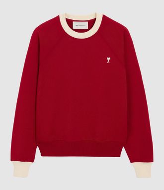 Ami Sweatshirt Off White Ami De Coeur Rouge Rubis Ivoire
