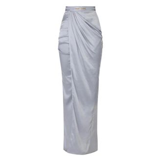 Elisabetta Franchi Rock mit Schmuckdetail aus Satinstoff - - Skirts - Damen - Blau - M