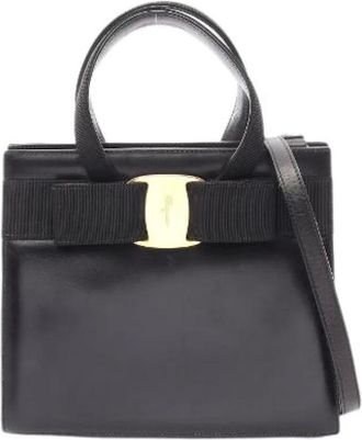 Ferragamo Pre-owned Vara Ribbon Leather 2way Handbag - Femme - Pre-owned - Noir - Taille: ONE Size