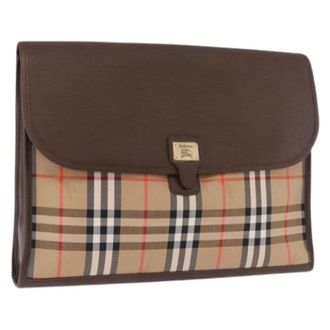 Burberry Sac pochette Pre-owned en toile - Femme - Pre-owned - Beige - Taille: ONE Size