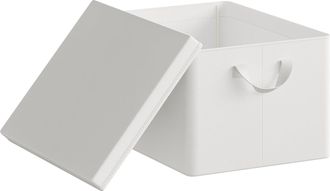 Woltu Aufbewahrungsbox mit Deckel 1 St&uuml;ck, aus Polyesterstoff, f&uuml;r Schlafzimmer, Arbeitszimmer, Wohnzimmer, Organizer Box mit Griffen, f&uuml;r Kleidung Spielzeu