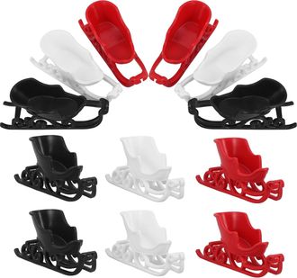 Angoily 12 St&uuml;ck Kleiner Weihnachtsschlitten 7cm aus Kunststoff in Schwarz Wei&szlig; Rot Weihnachtsschmuck Tischdekoration f&uuml;r Festtage und Weihnachtsfeier