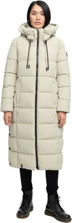 Marikoo Damen Winterjacke Steppmantel lang gesteppter Mantel Winter Parka Jacke warm B985 [B985-Nadeshik-Pebble-Grey-Gr.XXL]