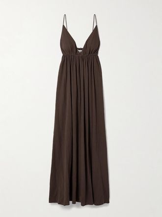 Staud Hanna Maxikleid Aus Baumwollgaze - Braun