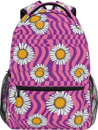 Generic Marguerite &Agrave; Rayures Blanches Et Roses Sacs D&Eacute;cole Confort Cartables Scolaires Loisir Sac &Agrave; Dos Pour Pc Camping Voyage 29X40Cm