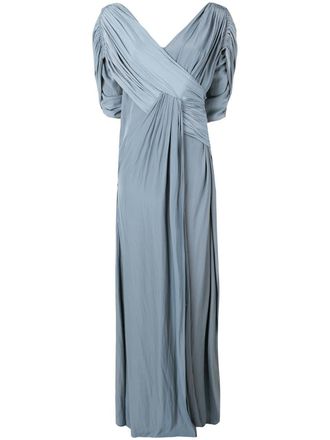 Lanvin robe longue &agrave; design drap&eacute; - Bleu
