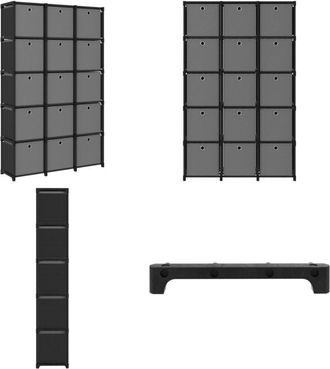 vidaXL Vidaxl - Würfel-Regal mit Boxen 15 Fächer Schwarz 103x30x175,5 cm Stoff - Bücherregal - Wohnwandregal - Stauraumlösung - Garderobe - Etageren - Home