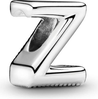 Pandora Moments Buchstabe Z - wendbares Alphabet-Charm aus Sterling-Silber mit geprägten Herzen und Perlen an der Rückseite, kompatibel mit Armbändern aus der