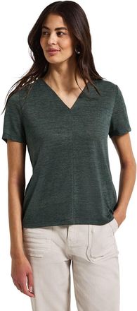 Street One Damen A323335 V-Neck Shirt in Leinen-Optik, Mid Green, 38