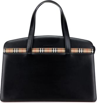 Burberry Crossbody Bags - House Check Trimmed Leather Handbag - Gr. unisize - in Schwarz - f&uuml;r Damen