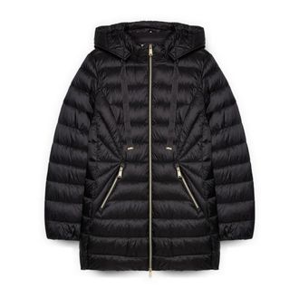 Fiorella Rubino Lange Daunenjacke mit abnehmbarer Kapuze - - Jackets - Damen - Schwarzk - XL