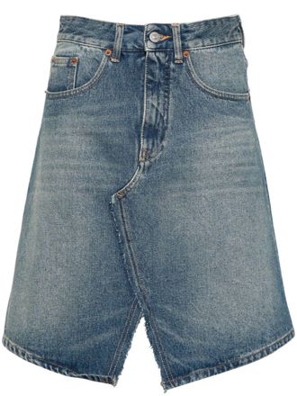 Maison Margiela jupe en jean &agrave; effet d&eacute;lav&eacute; - Bleu