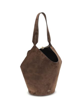 Khaite Womens Lotus Small Shulder Bag Dark Brown Calf Leather Bos Taurus Shoulder
