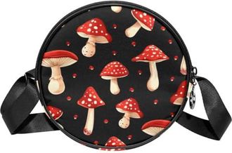 Generic Sac &agrave; bandouli&egrave;re rond rond pour femme, petit sac &agrave; bandouli&egrave;re champignon avec fermeture &eacute;clair, bretelles r&eacute;glables, d&eacute;contract&eacute; pour femmes et fill