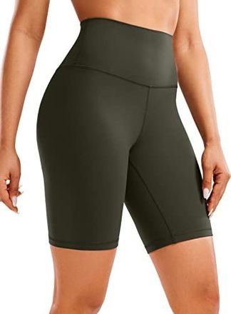 CRZ YOGA Aux Femmes Butterluxe Motard Shorts 20cm - Haute Taille Course à Pied Spandex Yoga Shorts Olive Verte 40